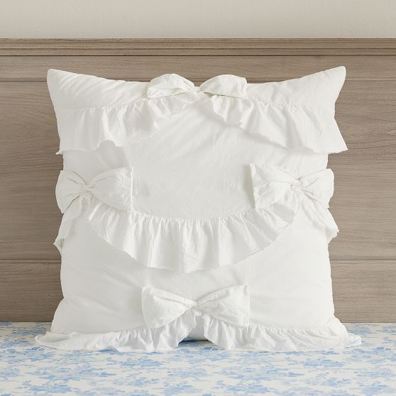 LoveShackFancy Ruffle Bow Euro Pillow Cover | Pottery Barn Teen