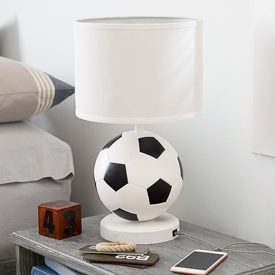 Soccer Table Lamp with USB | Pottery Barn Teen