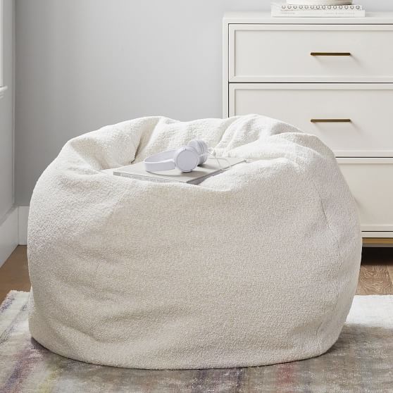 Chunky Boucle Ivory Bean Bag Chair | Pottery Barn Teen
