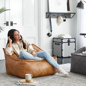 Vegan Leather Caramel Modern Loungernull