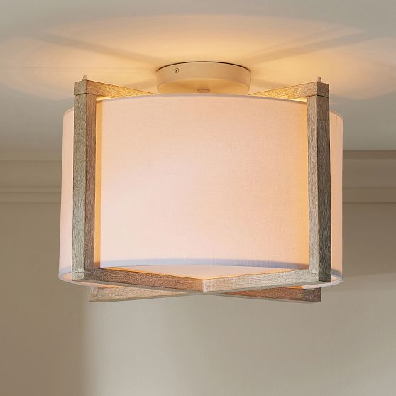 Ridley Wood Square Flush Mount (18") | Pottery Barn Teen