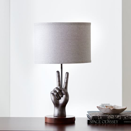 Peace Sign Table Lamp with USB | Pottery Barn Teen