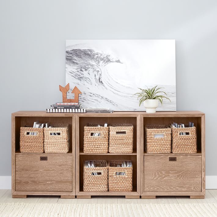 Callum Triple Mixed Shelf Low Storage Cabinet 75 Pottery Barn Teen