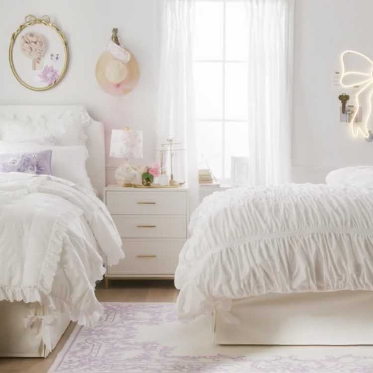 LoveShackFancy Garden Damask Smocked Quilt Bedding Set | Pottery Barn Teen