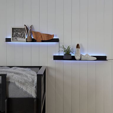 Black wall display shelves store