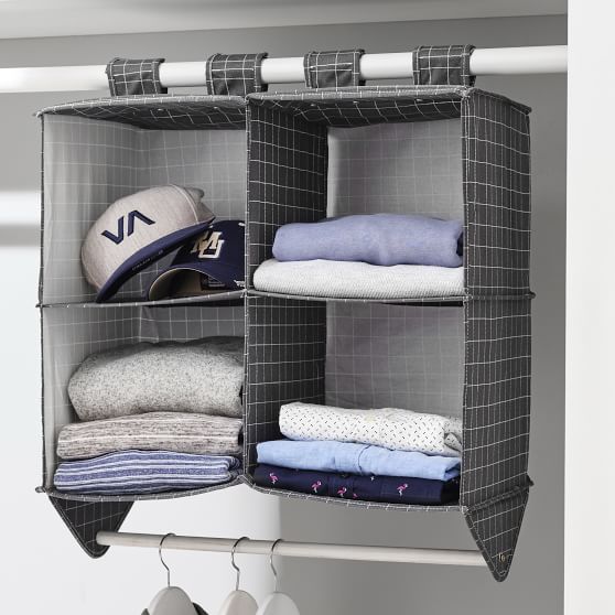 Hanging Closet Double Bar Organizer | Dorm Closet Organizer | Pottery ...