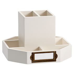 Classic Wooden Desk Accessories - Rotating Caddy | Desk Decor | Pottery ...