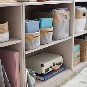 Tonal Rope Baskets - Gray - Sale | Pottery Barn Teen