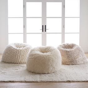 Furlicious Ivory Faux-Fur Bean Bag Chair Slipcover | Pottery Barn Teen