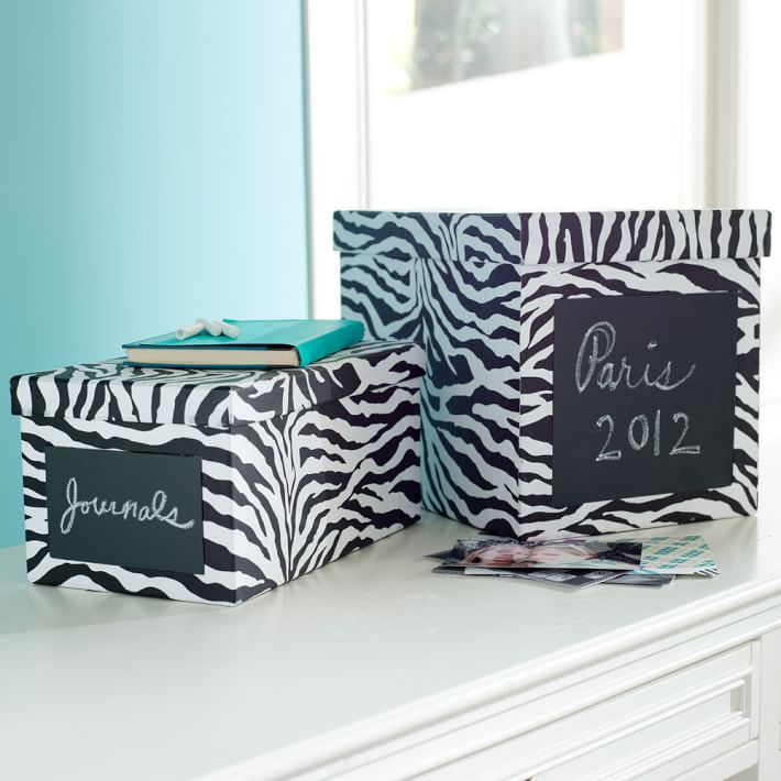Zebra & Chalk Storage Bins | Pottery Barn Teen