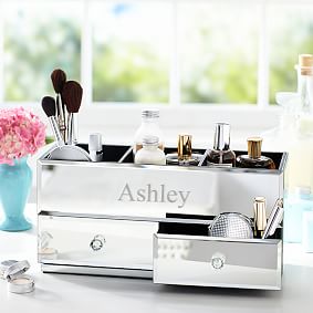 Mirrored makeup organizer store