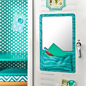 Pool Tonal Zebra Locker Locker Mirror & Pocket Organizer | Pottery Barn ...