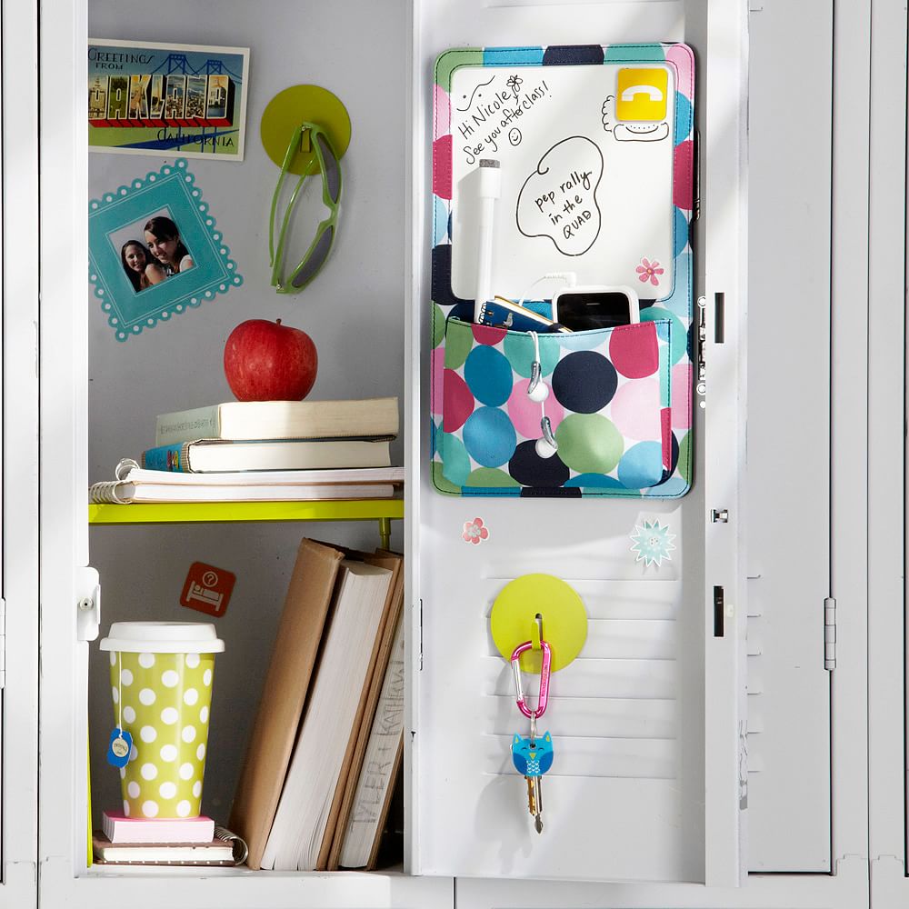 Gear-Up Black Pop Dot Locker Dry-Erase & Pocket - Sale | Pottery Barn Teen