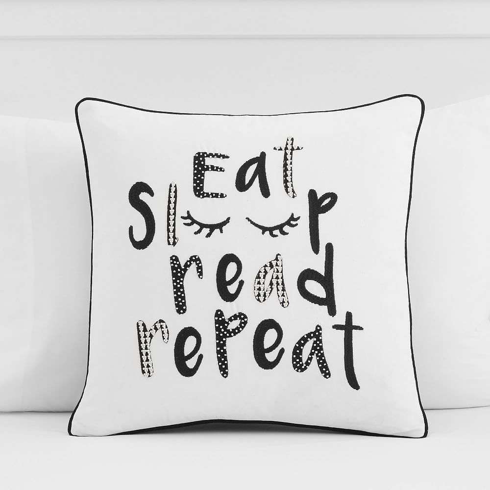 Eat - Sleep - Read - Repeat Pillow Cover | Teen Throw Pillows | Pottery ...