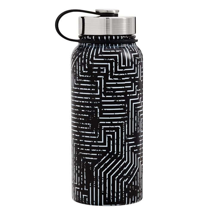 Black/White Circuit Screw-Top Water Bottle | Pottery Barn Teen