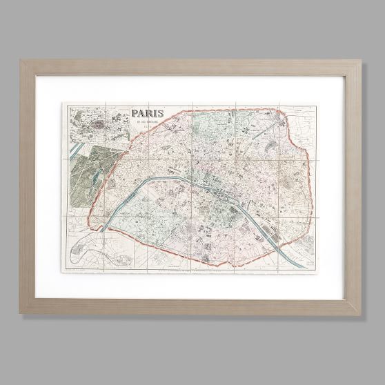 Paris Map Framed Art, 24"x18" | Wall Prints | Pottery Barn Teen