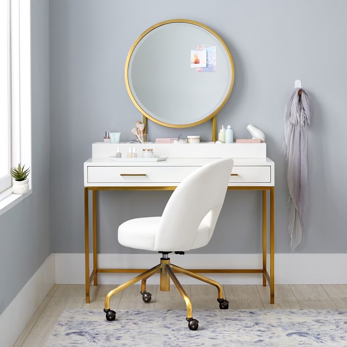 Pottery Barn Blaire Classic Vanity Desk Set Simply White
