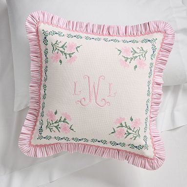 Floral Cross Stitch Pillow Cover | Pottery Barn Teen