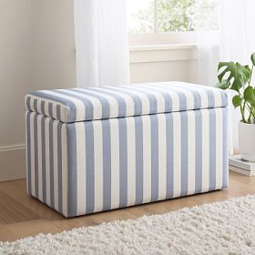 Cabana Stripe Chambray Rectangular Storage Bench (32") | Pottery Barn Teen