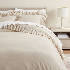 Linen Cotton Ruffle Duvet Full Queen Natural Linen