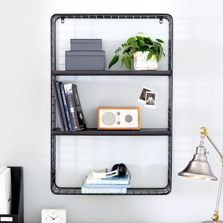 Metal book shelves wall mounted store