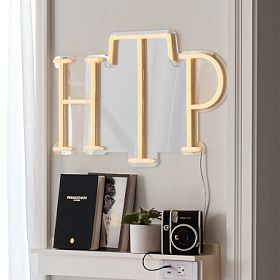 Create Your Own - Block Monogram Neon LED Wall Light | Pottery Barn Teen
