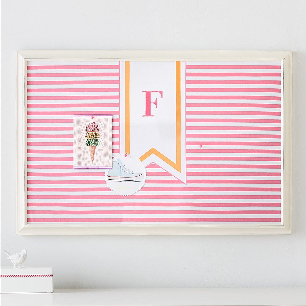 Framed Complete Pinboard, Pink Stripe | Wall Organizers | Pottery Barn Teen
