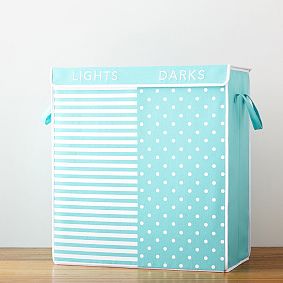 Dual Compartment Laundry Hamper - Preppy Stripe + Dot | Pottery Barn Teen