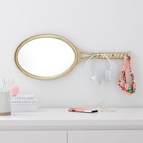 Tennis Racket Mirror with Hooks | Pottery Barn Teen