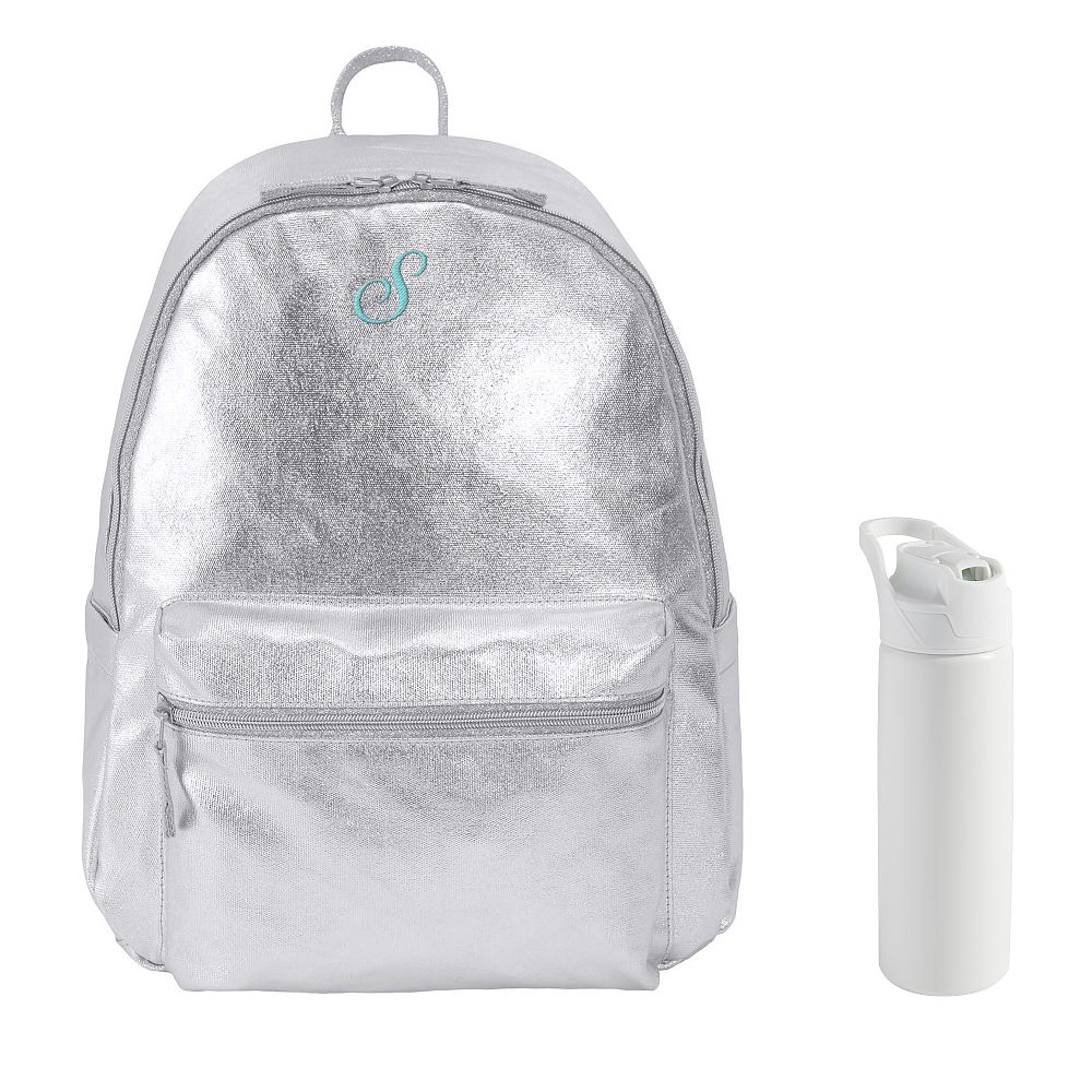 Colby Metallic Silver Backpack & Water Bottle Bundle | Pottery Barn Teen