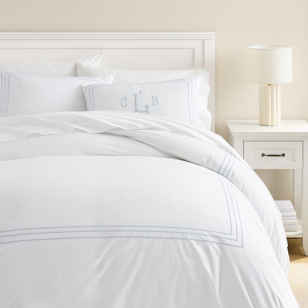 Open Box: Brynn Border Duvet Cover, Full/Queen - Arctic Ice | Pottery ...