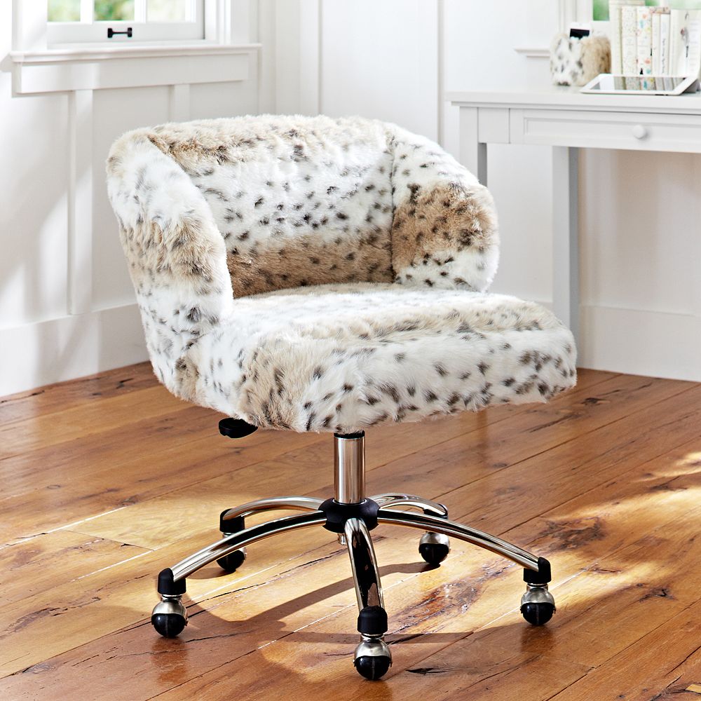 Snow Leopard Faux-Fur Wingback Chair| Desk Chair | Pottery Barn Teen