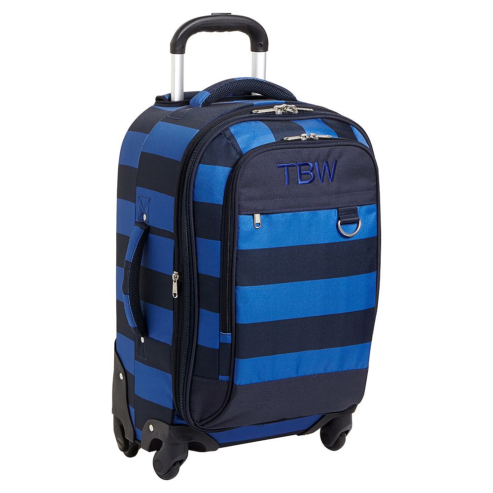 Getaway Blue & Navy Rugby Carry-On Suitcase | Teen Luggage | Pottery ...