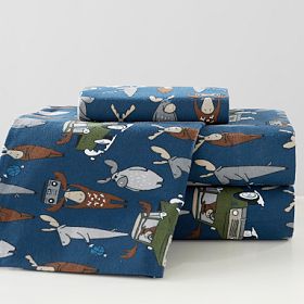 Merry Moose Boy's Flannel Sheet Set | Pottery Barn Teen