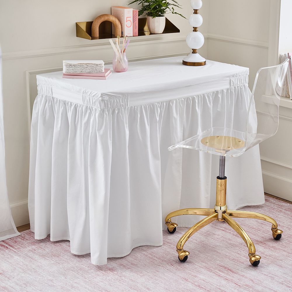 Decorator Desk Skirt – Cotton Percale | Pottery Barn Teen