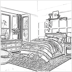 teen bedroom coloring pages