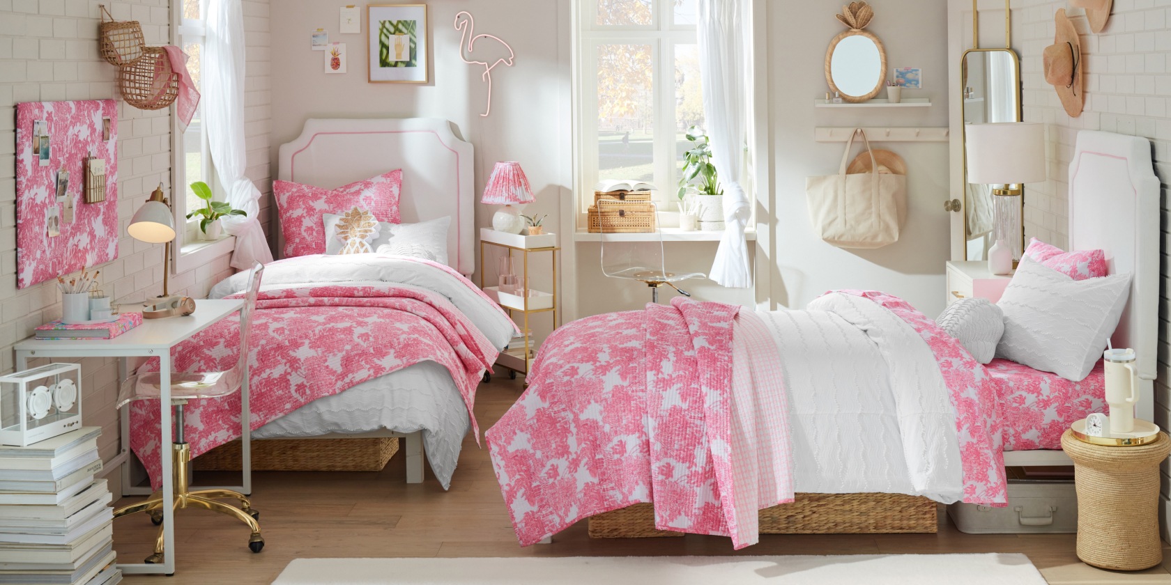 Pink Palms Dorm Room | Pottery Barn Teen