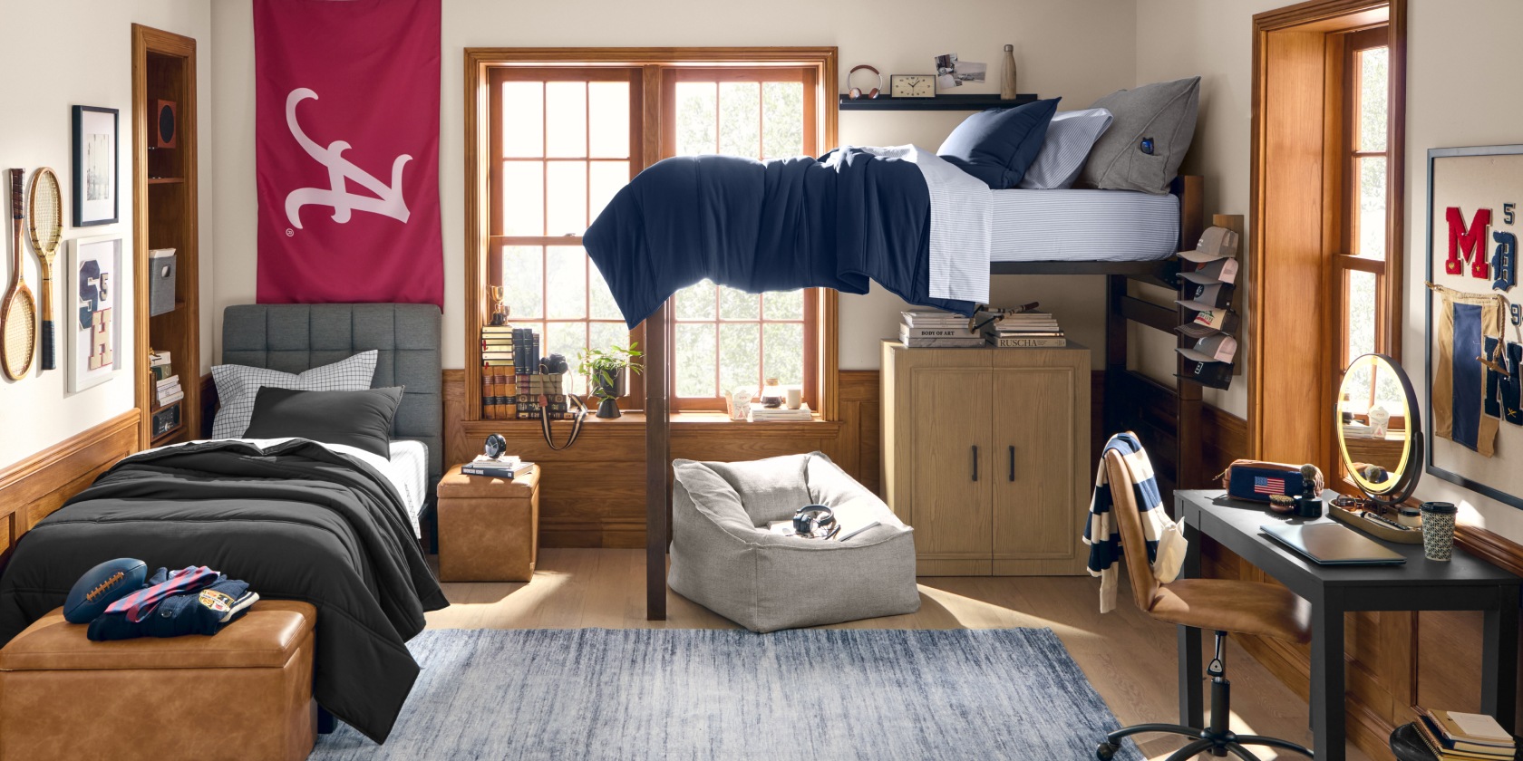 Modern Varsity Dorm Room | Pottery Barn Teen