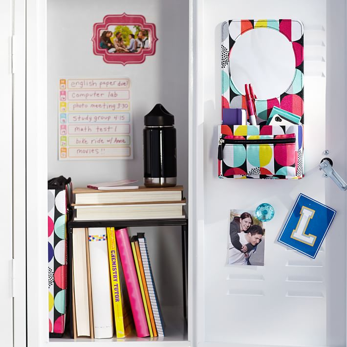 Multi- Dot Locker Mirror With Removable Pouch | Locker Decoration ...