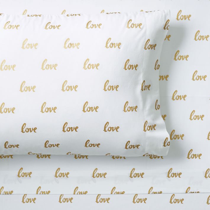 Love Metallic Sheet Set | Pottery Barn Teen