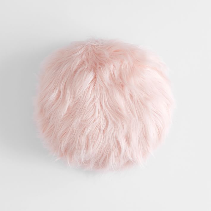 Himalayan Recycled Faux-Fur Round Pillow | Pottery Barn Teen