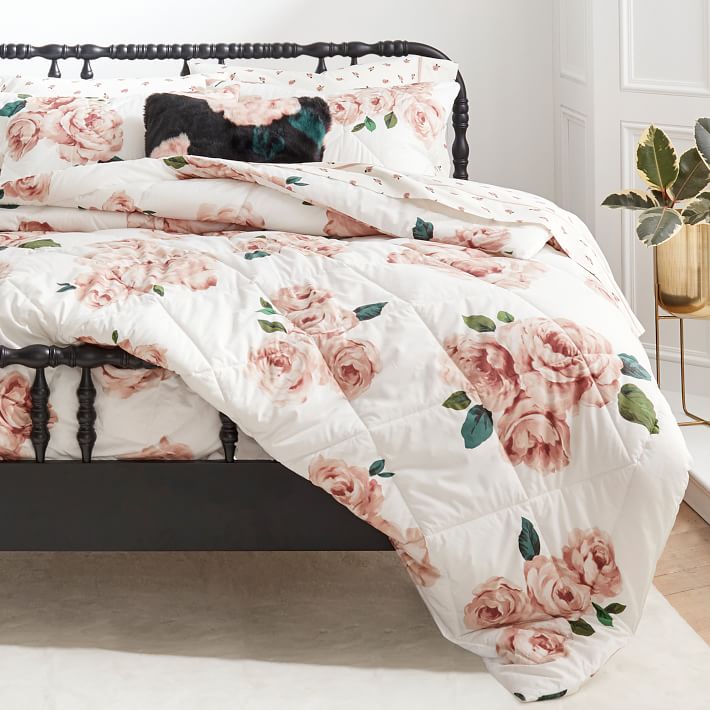 Emily And Meritt Bed Of Roses Comforter Ivory Blush Pottery Barn Teen