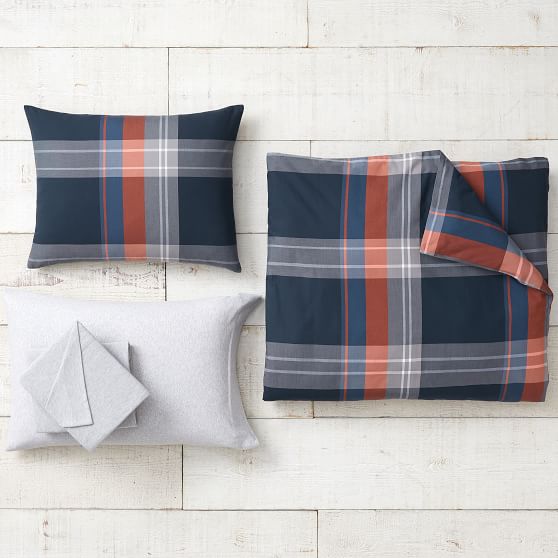 Navy Plaid Bedding | Pottery Barn Teen