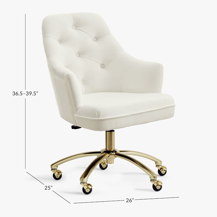 Everyday Velvet Ivory Tufted Swivel Desk Chair | Pottery Barn Teen
