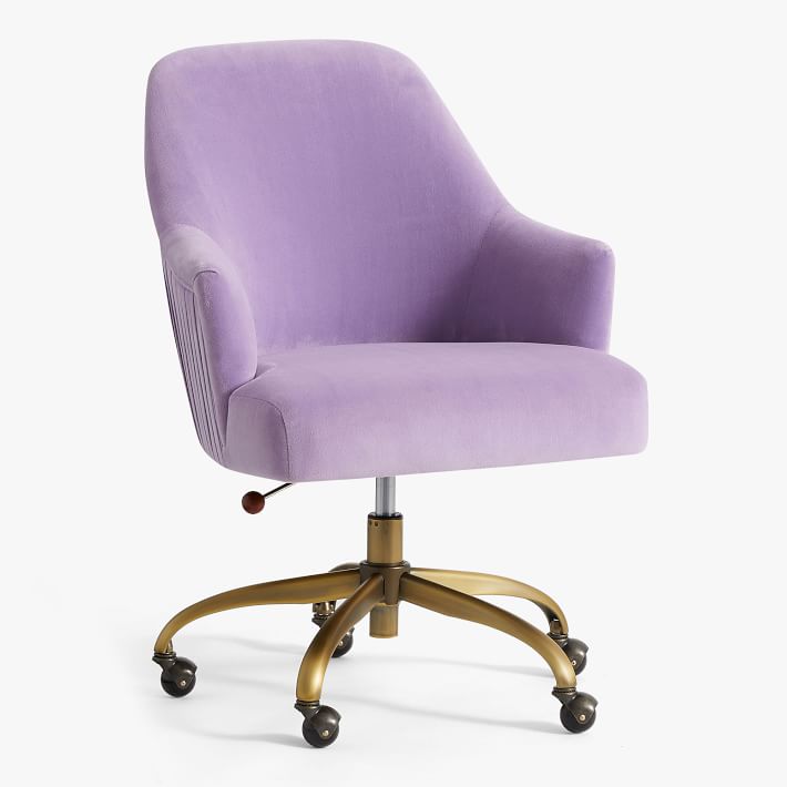 Performance Everyday Velvet Lilac Pleated Swivel Desk Chair | Pottery ...