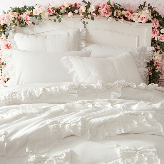 LoveShackFancy Ruffle Bow Quilt | Pottery Barn Teen