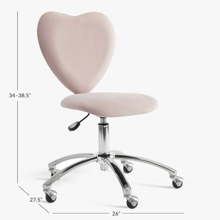 Dusty Blush Lustre Velvet Heart Airgo Desk Chair| Desk Chair | Pottery ...