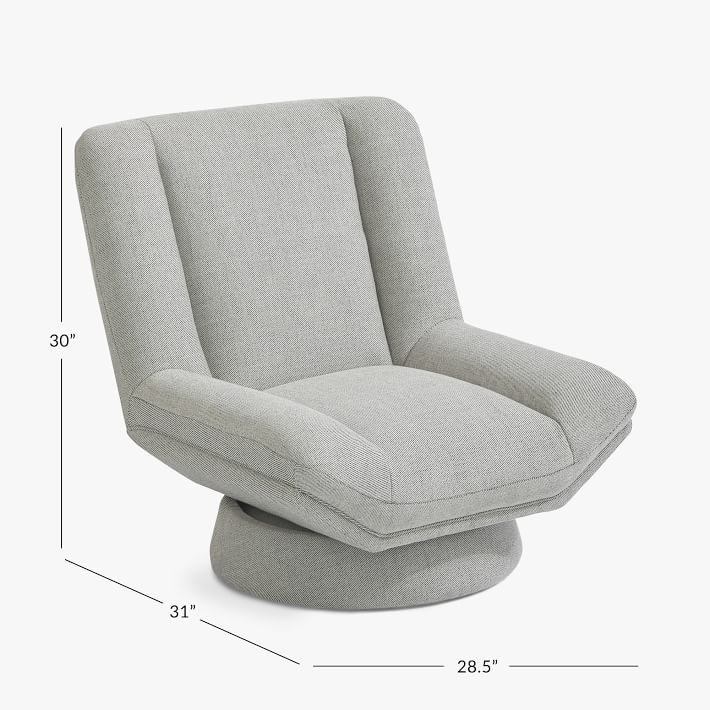 Boucle Twill Gravel Cole Swivel Chair | Pottery Barn Teen