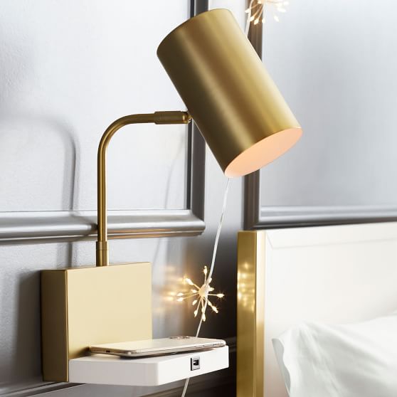 Sconce With Wireless Charging Ledge And USB | Pottery Barn Teen