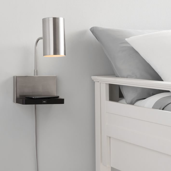 Sconce With Wireless Charging Ledge And USB | Pottery Barn Teen